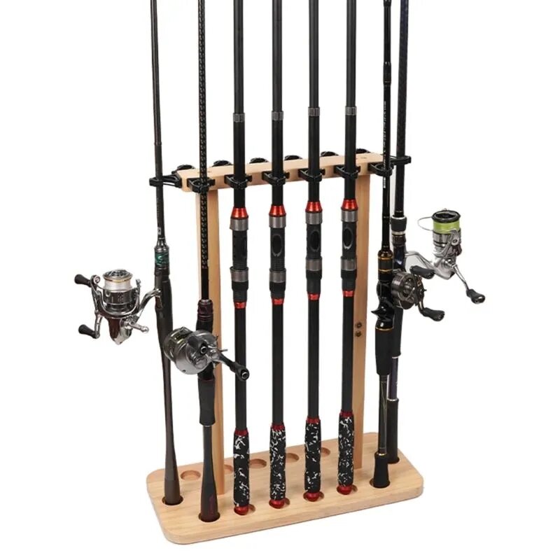 Массив дерева 8 14-позиционный напольный держатель для удочки-бревно-14-позиционный