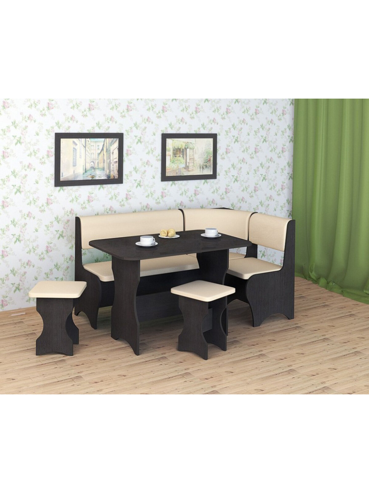 Кухонный уголок "Андрей-2 венге/бежевый" Huge Mebel. Ширина 1740. Кухонные уголки