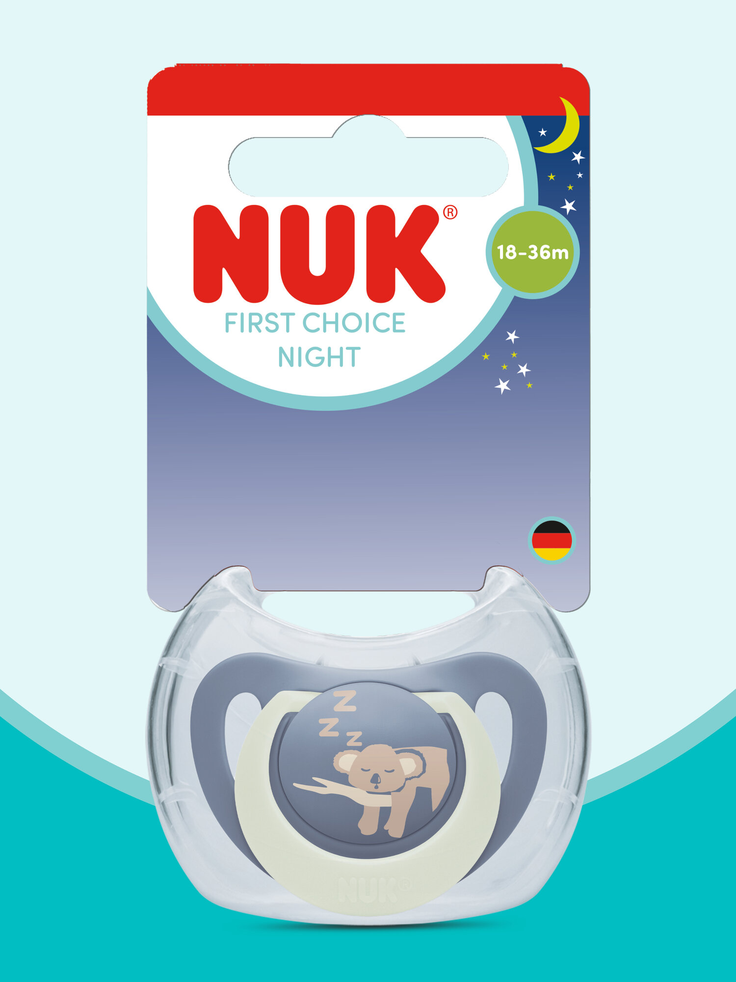 Соска-пустышка для новорожденных ночная NUK "First Choice Night", силиконовая 18-36 месяцев