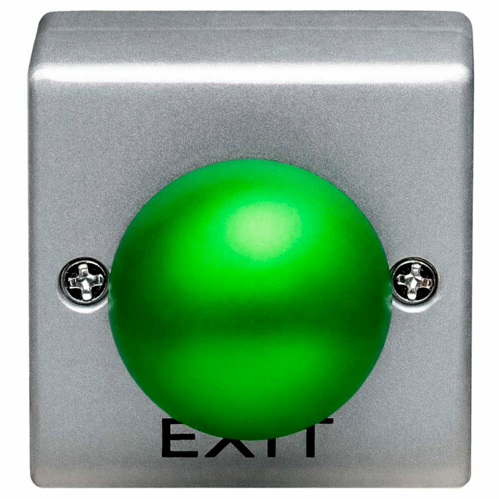 Кнопка аварийного выхода металлическая OP05 (3А, NC/NO, накладная) 3А, 53x53мм, зеленая