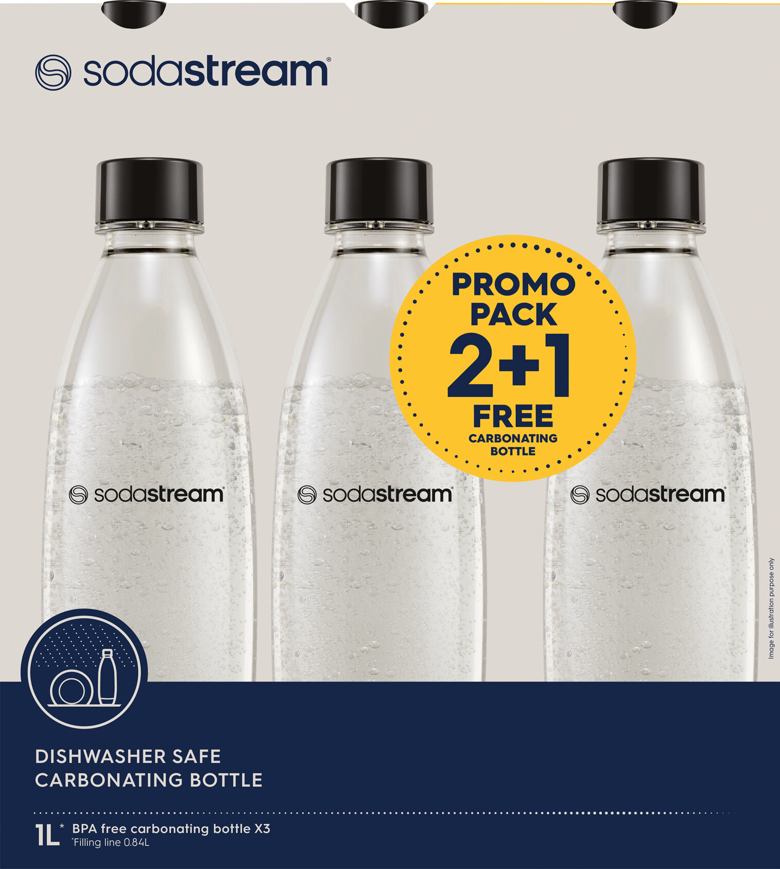 Бутылка Sodastream Fuse, 1 л, 3 шт, для газирования воды, пластик