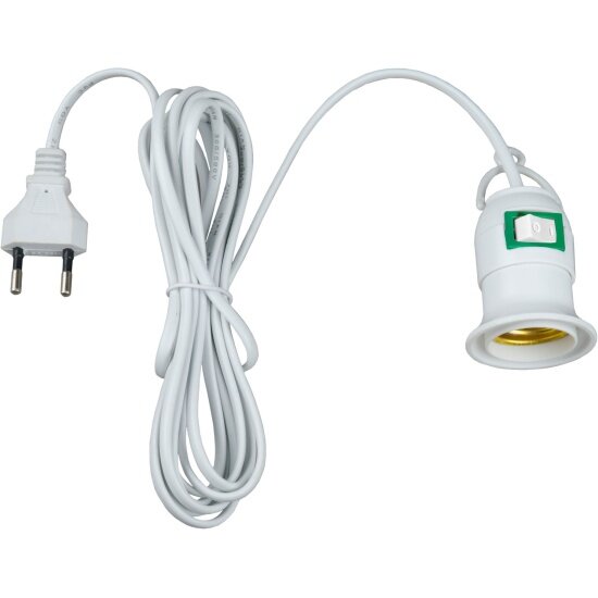 Патрон подвесной с выключателем и штепсельной вилкой Uniel DLC-P-T50B/E27 3M WHITE