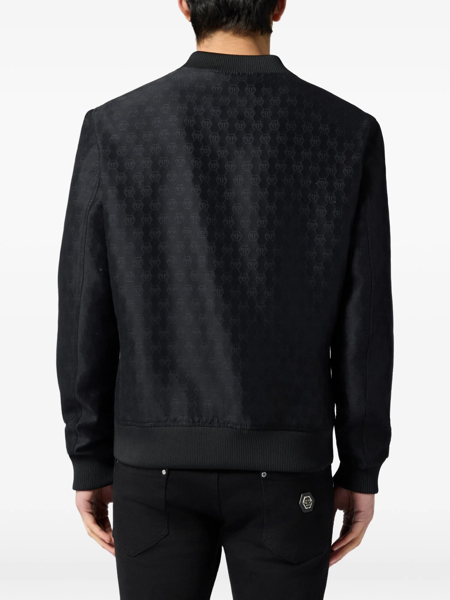 Куртка PHILIPP PLEIN Jacquard monogram bomber jacket, размер 50, black/black — фото 1