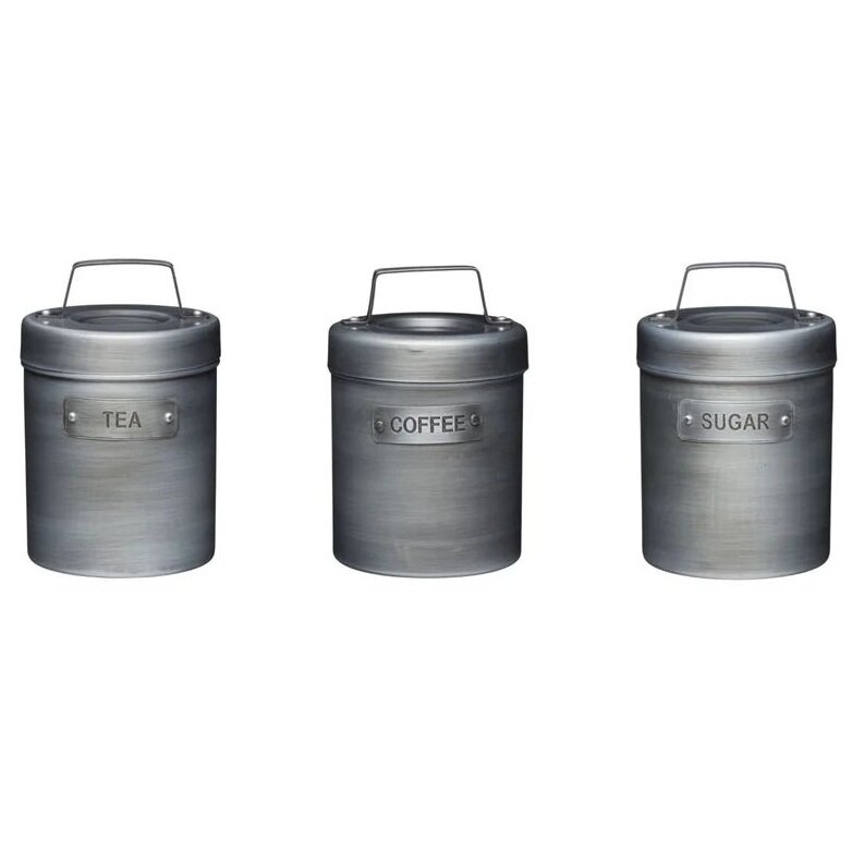 Набор банок KitchenCraft Industrial Kitchen TCS Canisters Vintage-Style Metal INDTCSSET