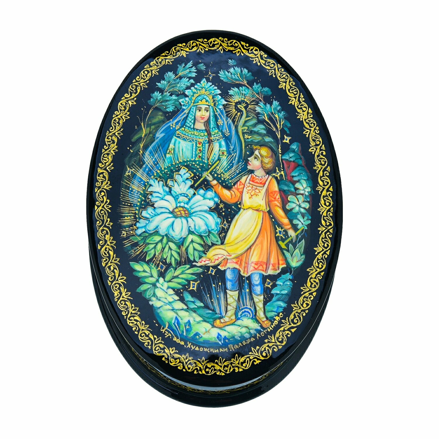 202223-13*9см Лаковая миниатюра Палех шкатулка "Каменный цветок" Логинова