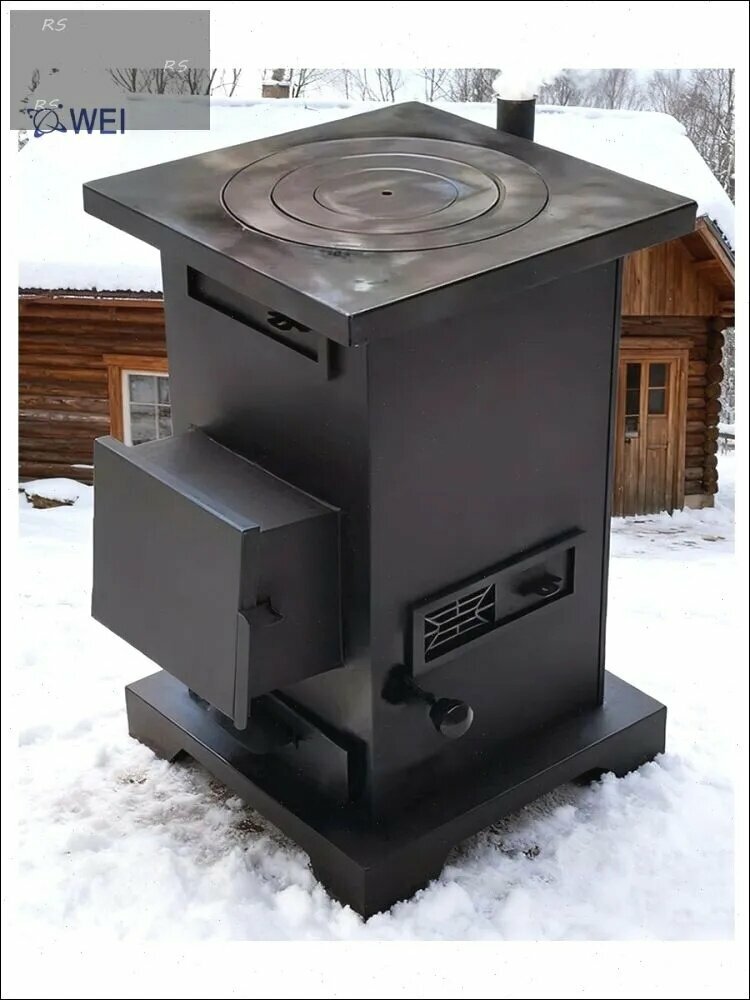 Отопительная дровяная чугунная печь для дома и дачи, гаража, теплице, длительное горение