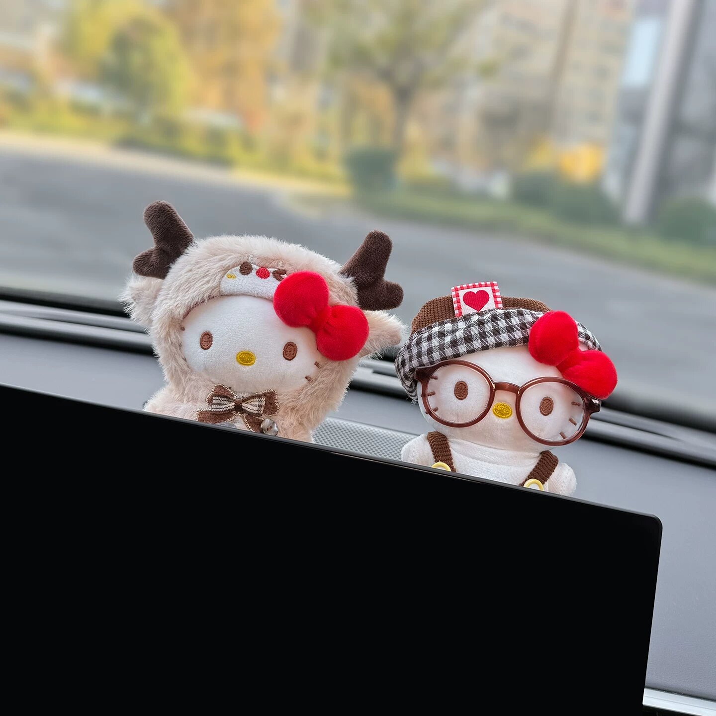 Фигурки Hello Kitty в стиле единорог и рабочая одежда для автомобильной панели, мягкие декоративные элементы для