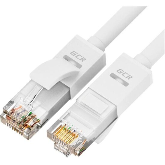 Патч-корд Gcr прямой 1.0m UTP кат.5e, белый, 26 AWG, литой, 1 Гбит/с, RJ45, T568 (-56916)