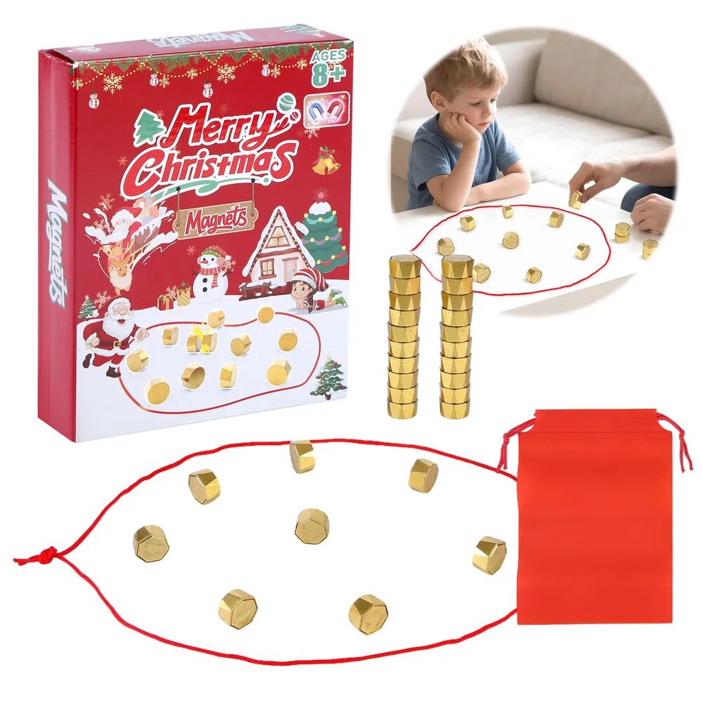 Магнитные шахматы в подарочной коробке с 20 золотыми фигурами