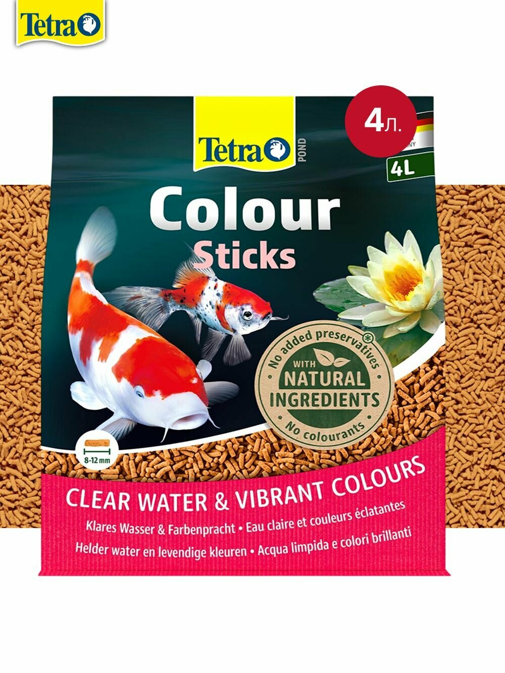 Pond Colour Sticks 4л, корм для прудовых рыб, гранулы для основного питания