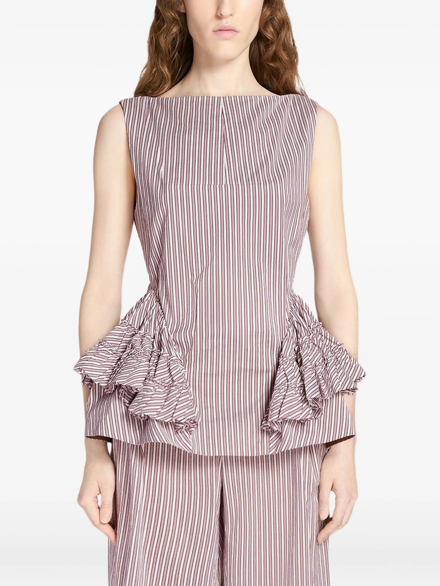 Топ Dries Van Noten Ruffled peplum top, размер 34, разноцветный — фото 1