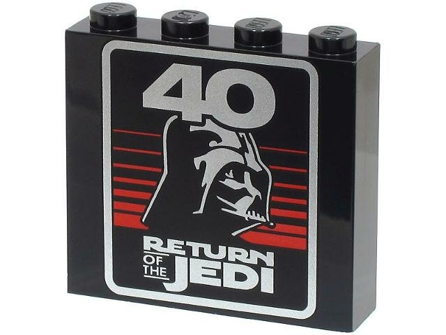 Деталь Lego 49311pb033 Brick 1 x 4 x 3 with Silver '40', 'RETURN OF THE JEDI', Darth Vader Helmet and Red Stripes Pattern