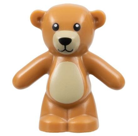 Деталь Lego 98382pb001 Teddy Bear with Black Eyes, Nose, and Mouth, Tan Stomach and Muzzle Pattern