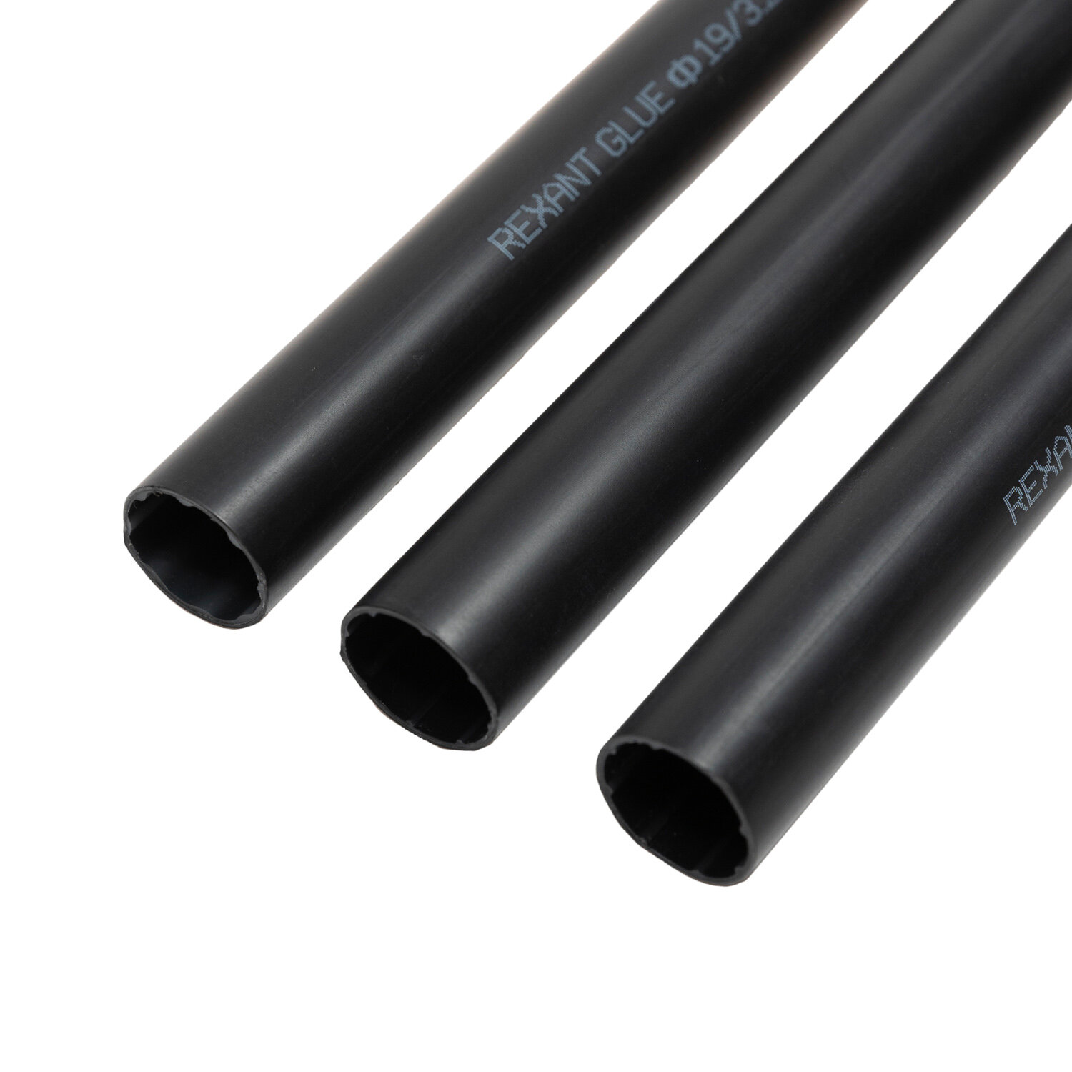 Термоусаживаемая трубка клеевая REXANT 19,0/3,2 мм, 6:1, черная, 4 шт по 1 м
