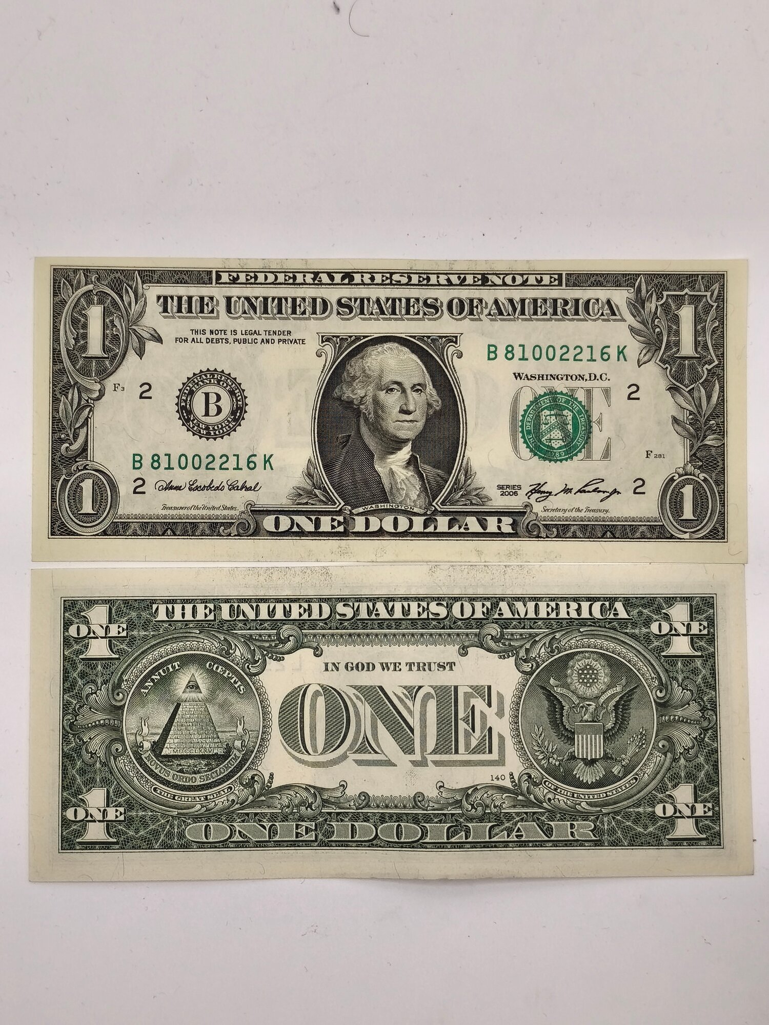 Банкнота. США. 1 доллар. 2006. F. Джордж Вашингтон. AU
