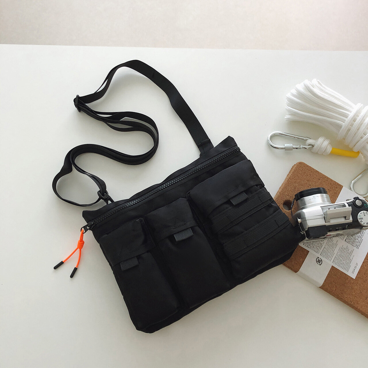 Сумка для рабочей одежды в японском стиле, многофункциональная сумка-мессенджер с несколькими карманами, поясная сумка в горном стиле для активного отдыха, мужской рюкзак на одно плечо.