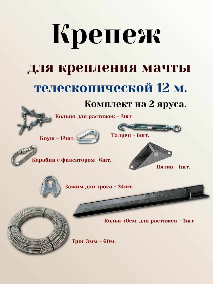 Крепеж для мачты телескопической 12 метров