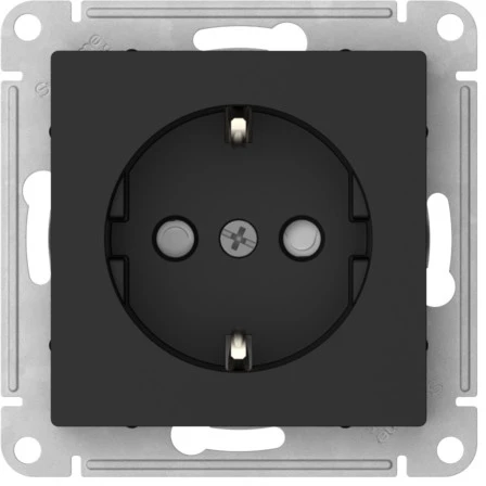 Schneider Electric ATN001045S ATLASDESIGN розетка с заземлением со шторками, 16А, механизм, быстрозажим. клем, Карбон