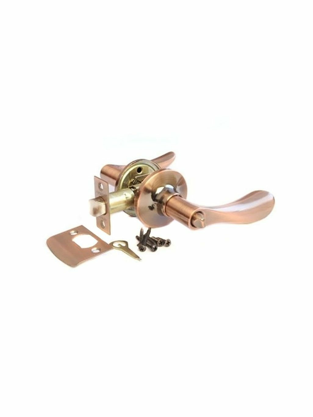 Дверная ручка-защелка Apecs 0891-03-AC с фиксатором, цвет медь, для межкомнатных дверей, комплект из 2 штук, ЦАМ