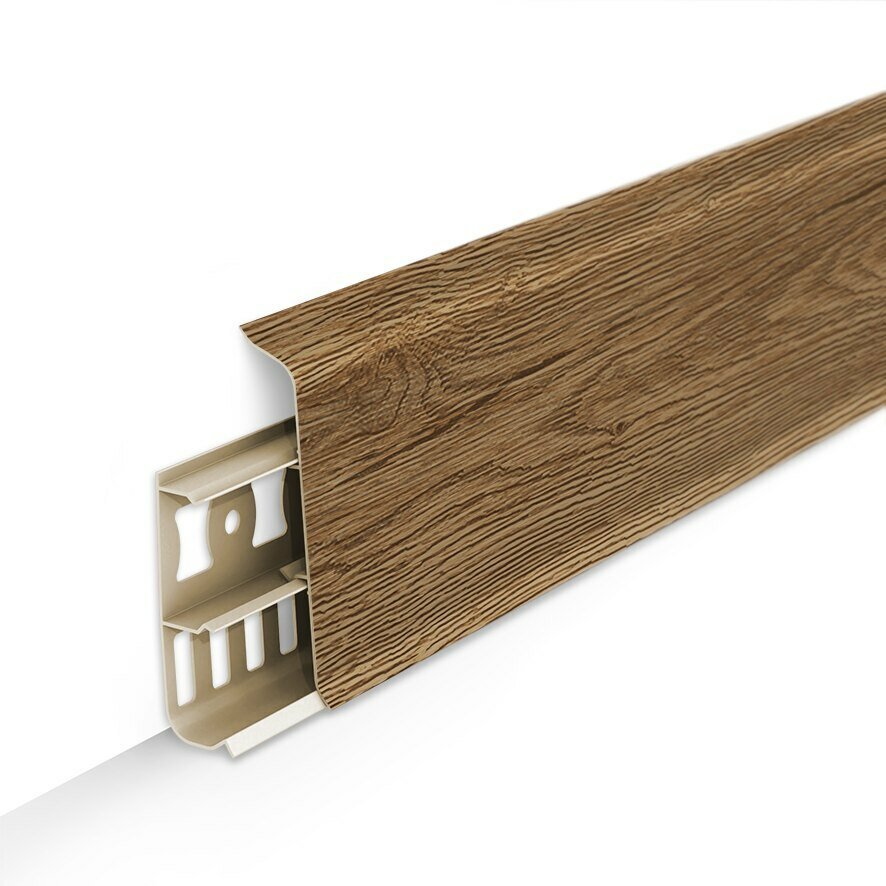 Пластиковый плинтус Идеал Деконика 85 мм Дуб рустик 211, 1 шт.