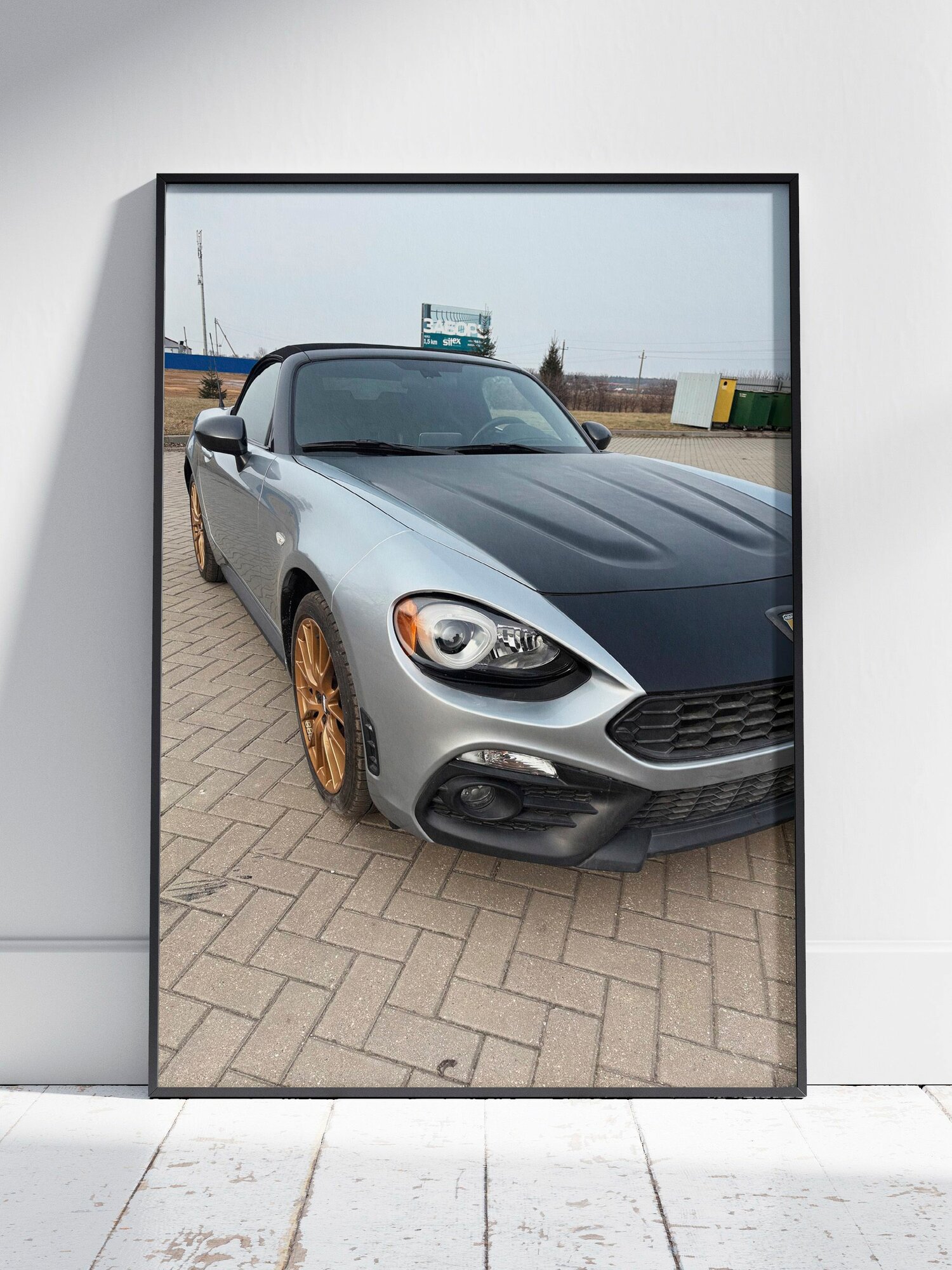 Плакат на стену для интерьера Легенды Авто (Абарт 124 Спайдер - Abarth 124 Spider 1) - Постер по машине формата A4 (21x30 см)