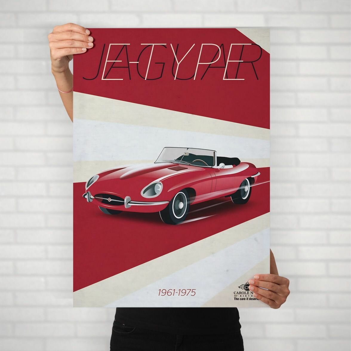Плакат на стену для интерьера Культовые машины (Jaguar E Type 8) - Постер по легендарным и классическим ретро автомобилям формата А1 (60x84 см)
