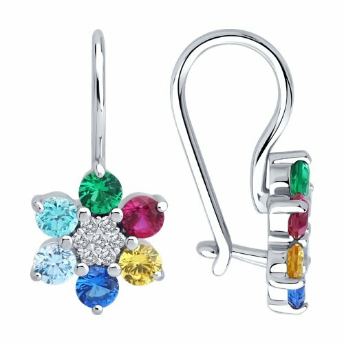 Серьги, серебро, 925 проба, родирование, фианит