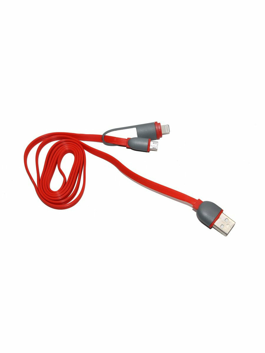 Шнур USB A-microUSB B/iPhone 5 1.0м плоский кабель
