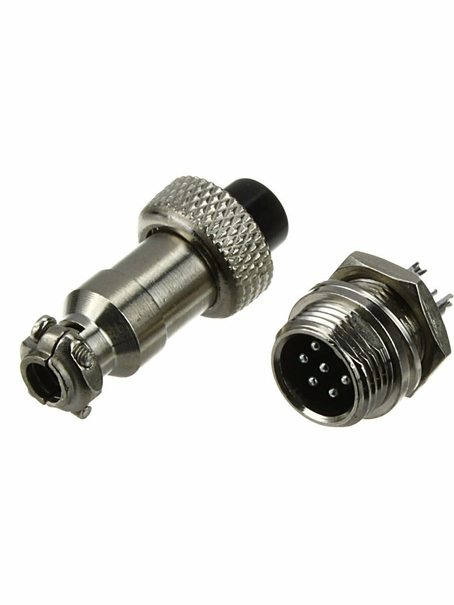 Разъем GX12 6PIN, комплект мама, папа, диаметр 12 мм, металл