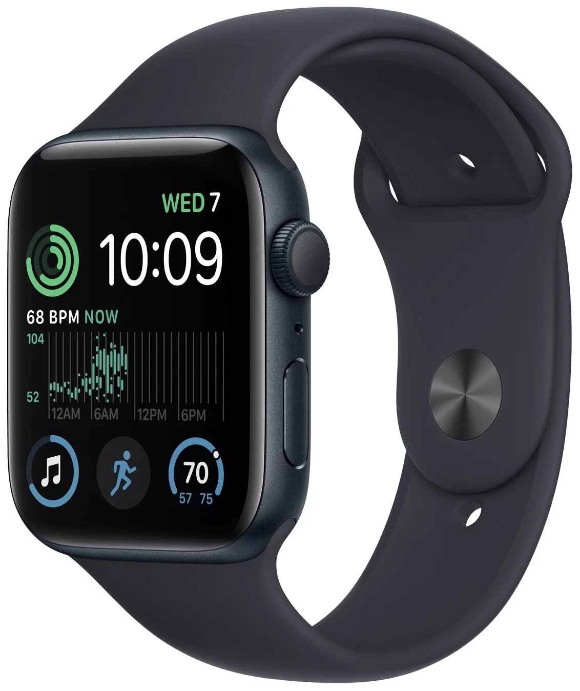 Умные часы Apple Watch SE, 44мм, ремешок силикон, алюминий, цвет Midnight