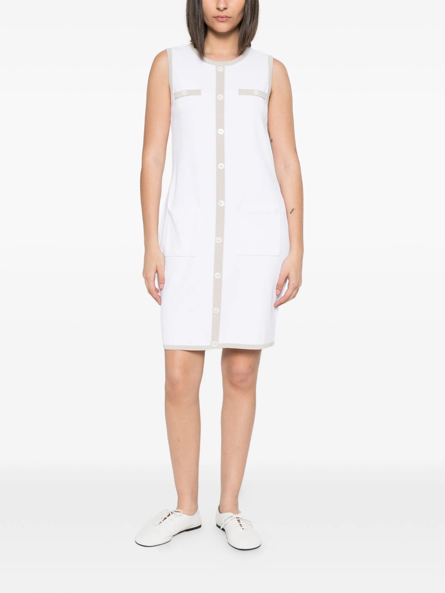 Платье Anneclaire Contrast-trim buttoned mini dress, размер 44, белый — фото 1