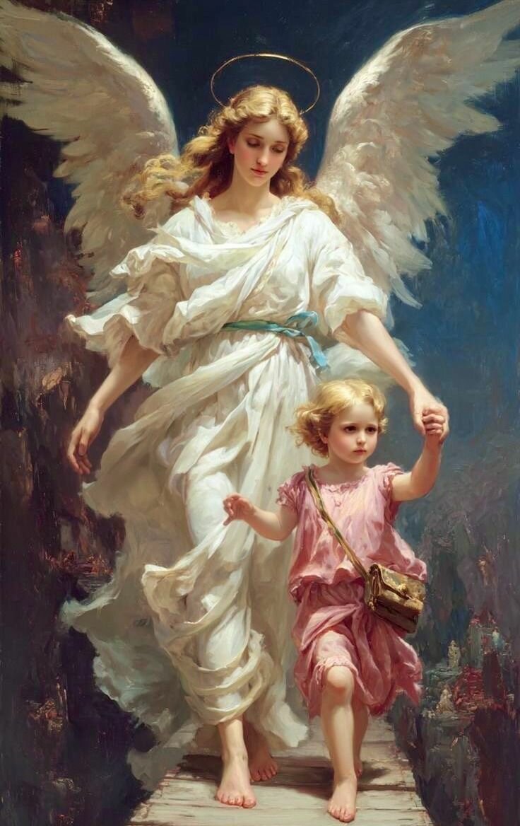 Алмазная Картина "Ангел-хранитель" 5D Круглый Бриллиант 30х40 См