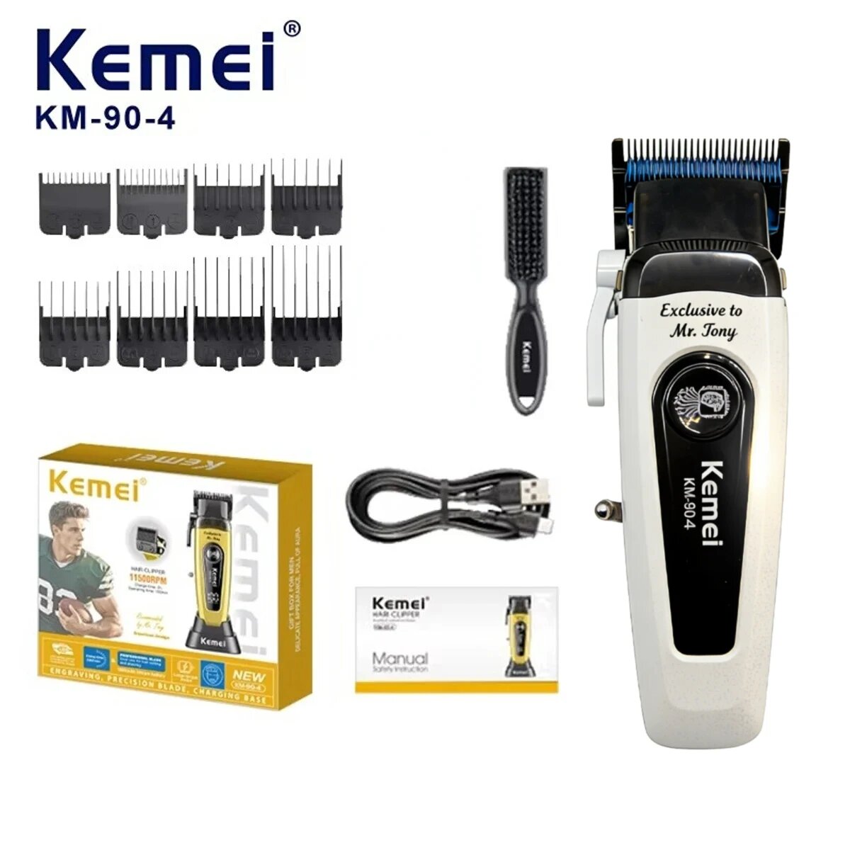 Kemei KM-90-4 Беспроводная машинка для стрижки волос, White box