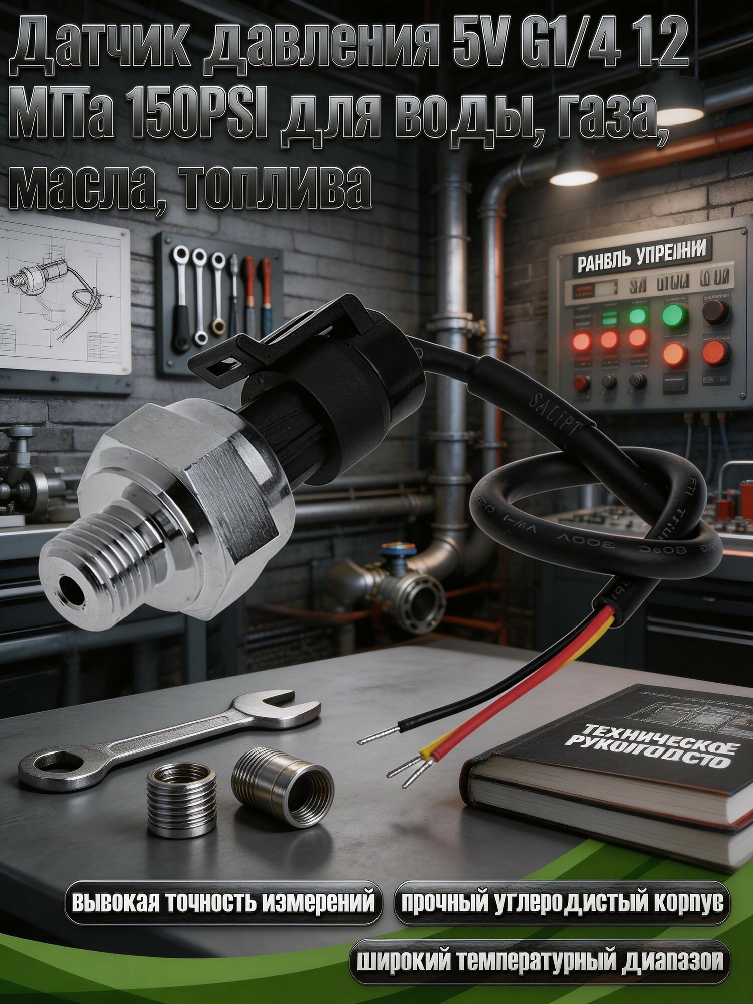 Датчик давления 5V G1/4 0-1,2 МПа 150PSI для воды газа масла топлива, выход 0,5-4,5 В для гидравлических и пневматических систем