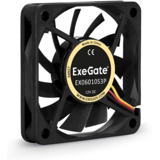Вентилятор Exegate 12В DC EX06010S2P (60x60x10 мм, Sleeve bearing (подшипник скольжения), 2pin, 2500RPM, 20dBA)