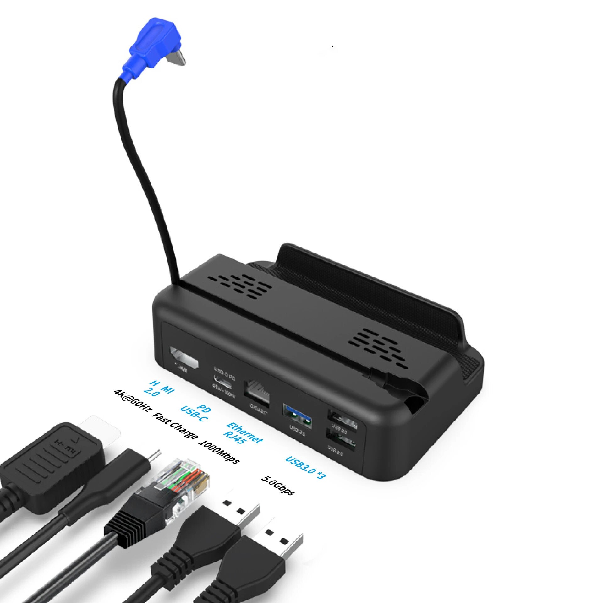 Док-станция (хаб) с держателем и зарядным устройством USB Type-C для игровой консоли Steam Deck — ТВ-подставка