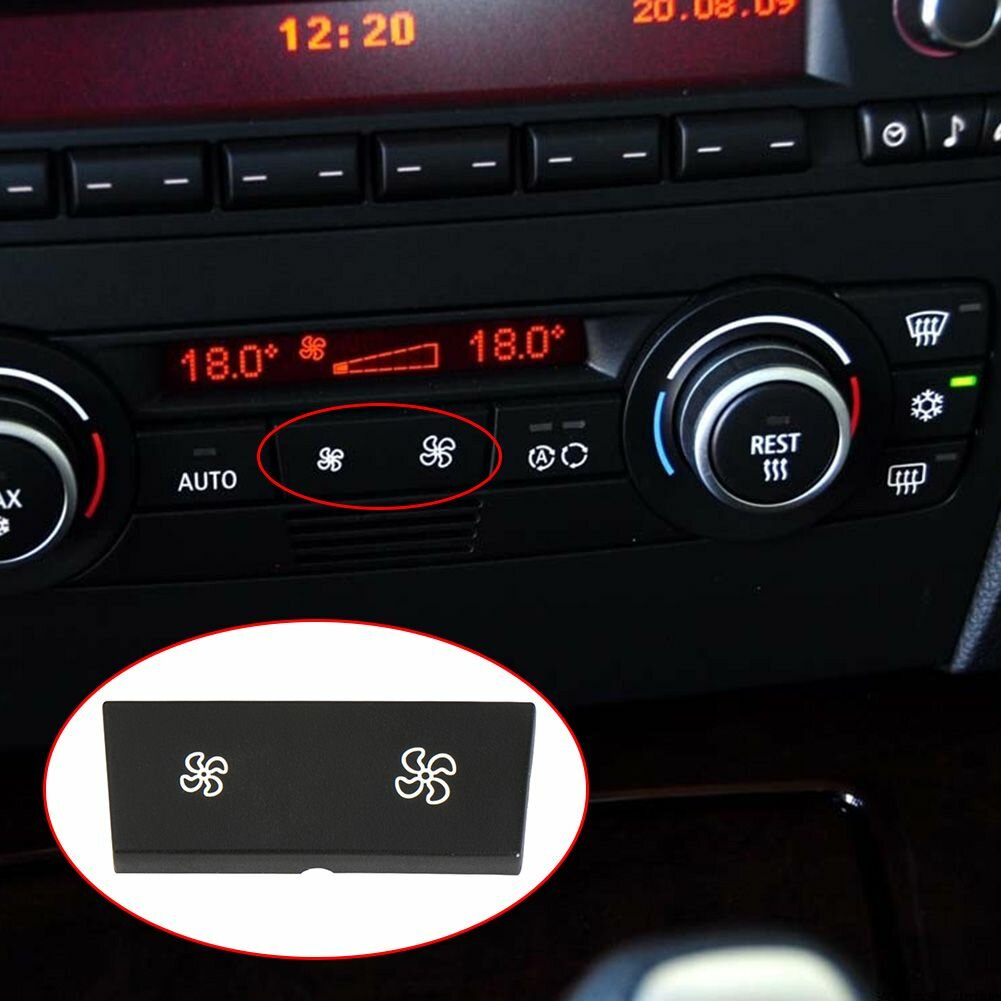 Кнопка кондиционера чёрная для BMW E90/E91/E92/E93, E87, E84, F25 — кнопка климат-контроля без функции OFF (37×14 мм)
