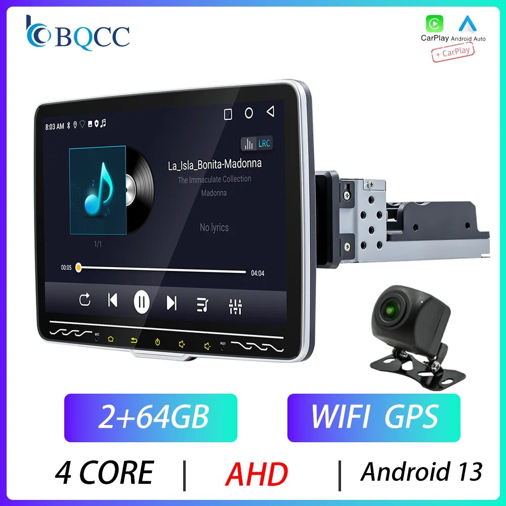 BQCC Автомагнитола Android 13 10.1" 2+64GB, Wi-Fi, GPS, AHD