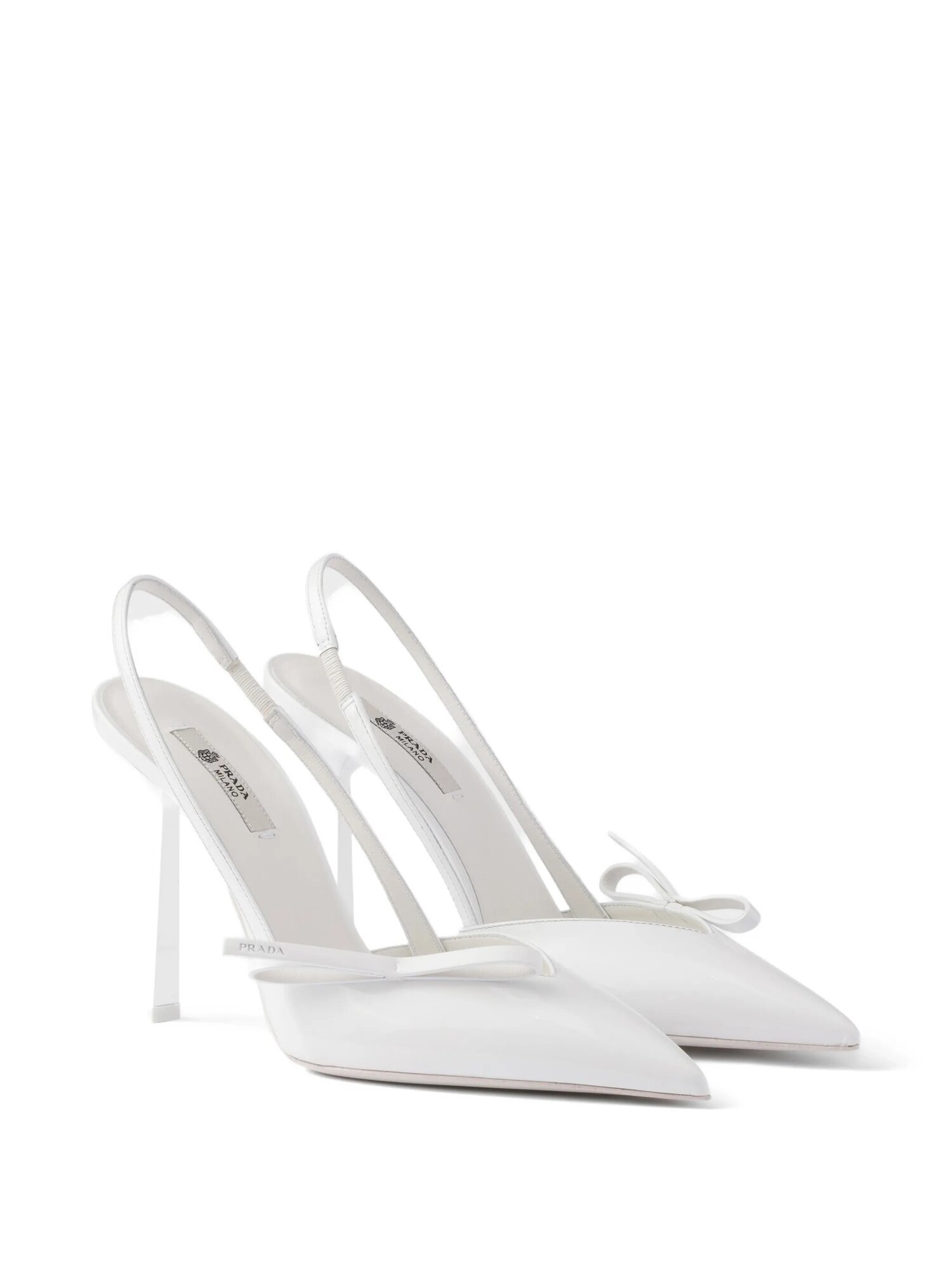 Туфли Prada Patent-leather slingback pumps, размер 39 EU, white — фото 1