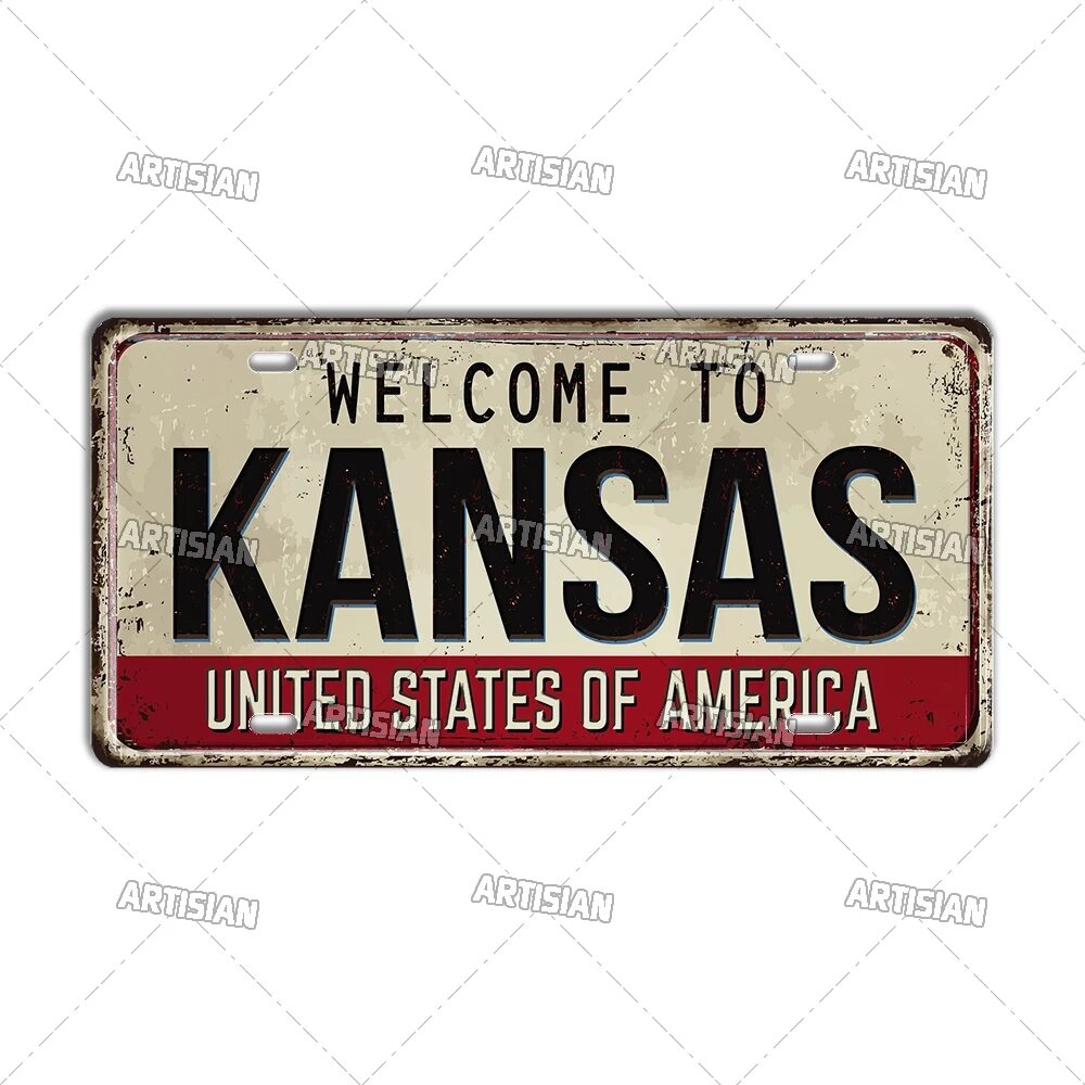 Металлическая табличка Welcome to Kansas, vtosa-317