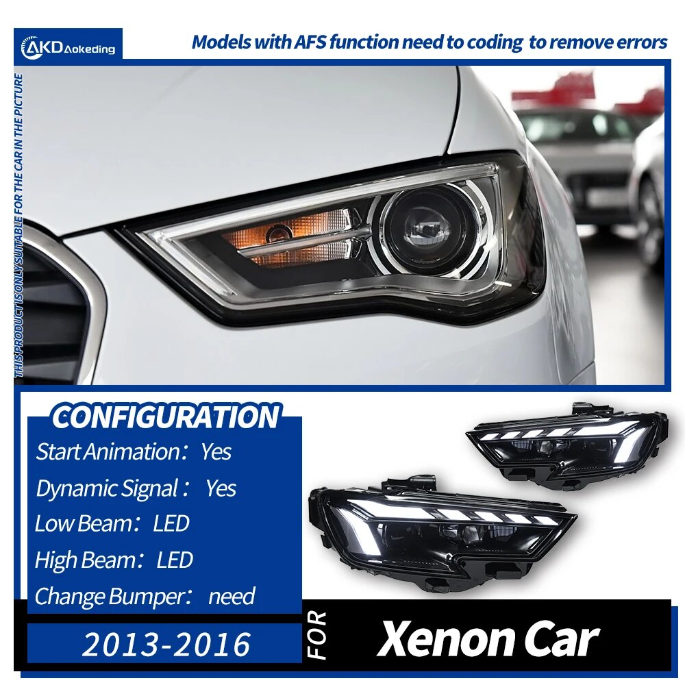Фара для Audi A3 8V 2013-2021 S3 RS3 Седан Хэтчбек Автомобильные Товары Led Drl Xenon Hella Hid H7 Автомобильные Аксессуары