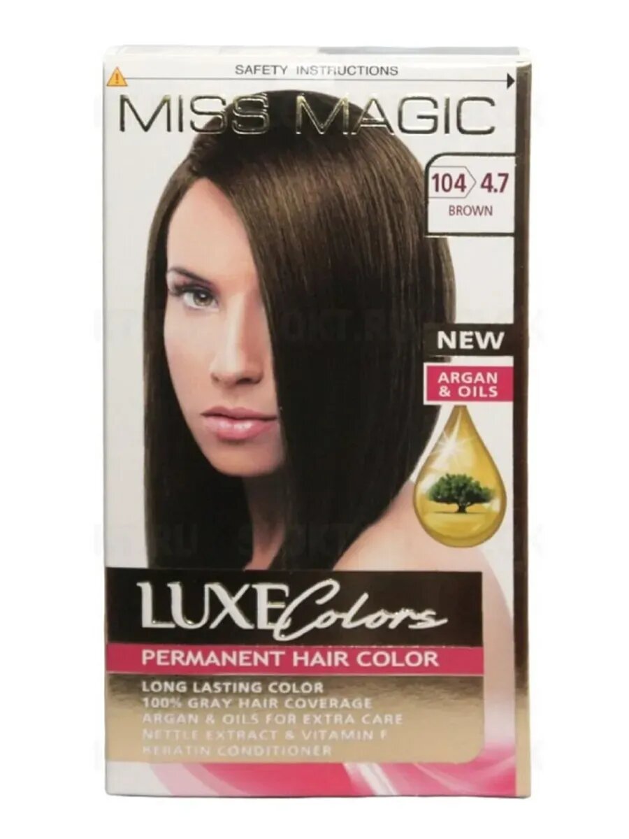 Miss Magic Стойкая краска для волос "LUXE COLORS" 104/4.7- шоколад