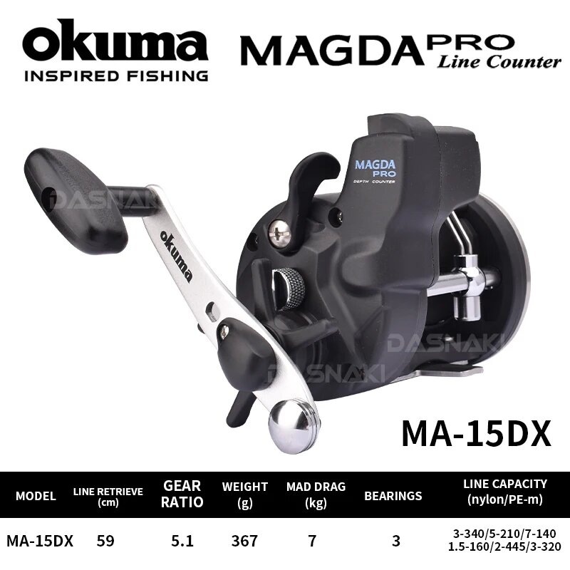 Скаток для рыбалки OKUMA MAGDA Linecounter DT MA-15DT-T Multirolle Sea Baitcasting Reel-15DX