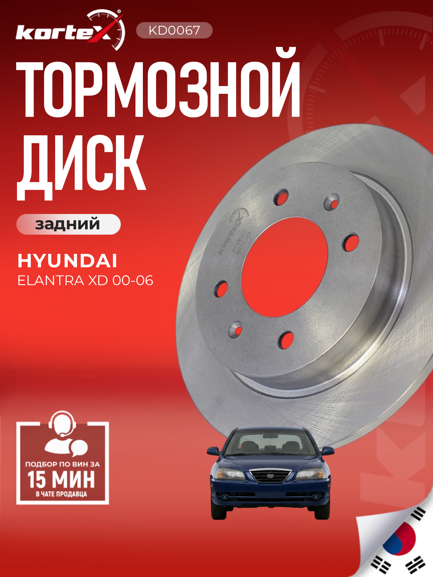 Диск тормозной задний Hyundai Хендай Купе Coupe Elantra Элантра