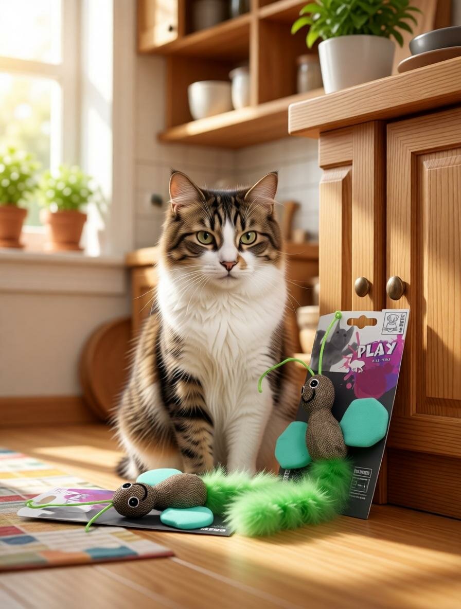 Игрушка M-PETS "Бабочка", для кошек, мягкая, из натурального льна