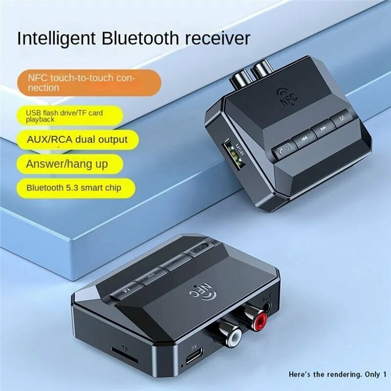 Bluetooth 5.3 аудиоресивер, USB U-дисковый беспроводной адаптер для воспроизведения, стереоусилитель (черный)
