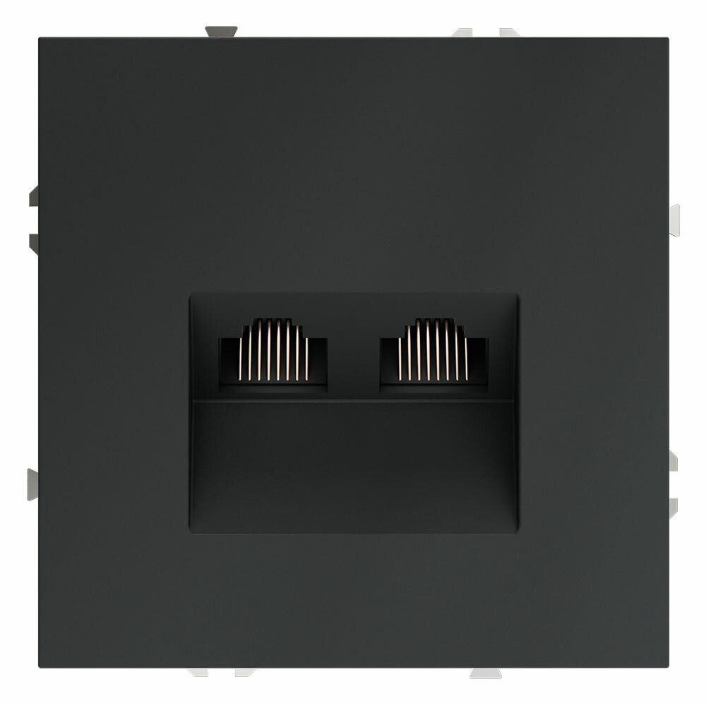 Розетка компьютерная встраиваемая VOLTUM S70 двойная RJ45+RJ45 кат.6, (графит)