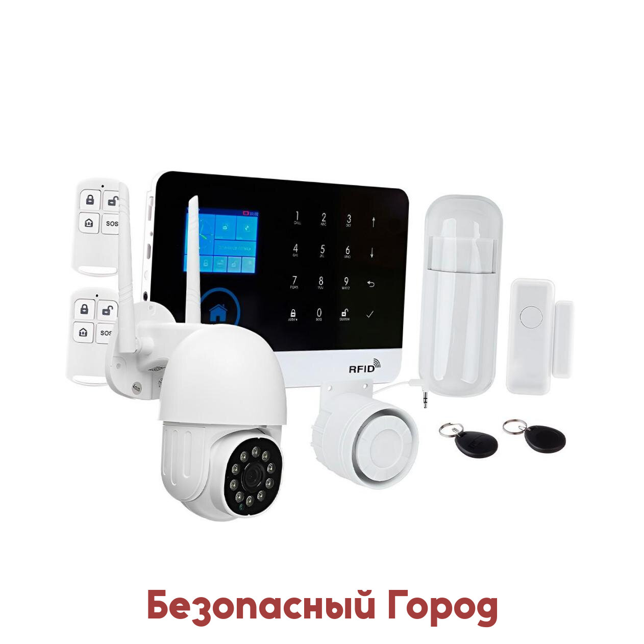 GSM Wi-Fi сигнализация для дачи с уличной камерой HDком 9826(ASW5) и Страж Око+ (U59747OK) - автономная система сигнализации для дома с сиреной.