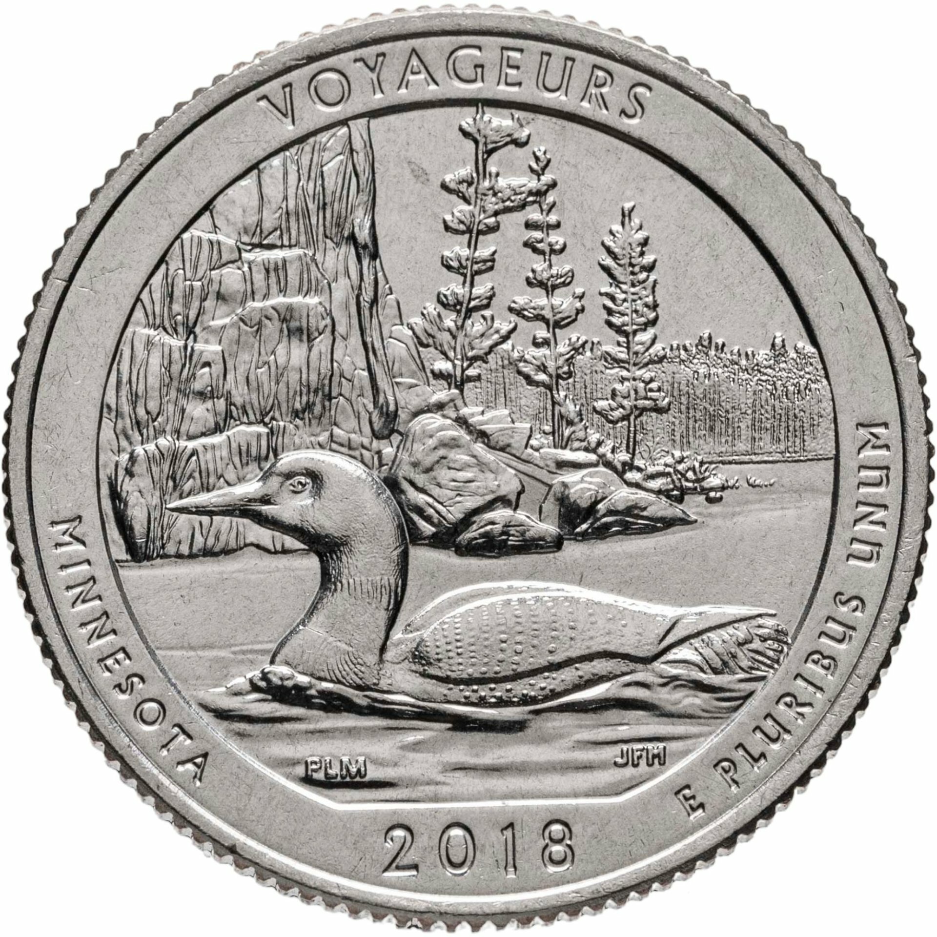 США 25 центов квотер, 1/4 доллара, quarter dollar 2018 "Национальный парк Вояджерс, Миннесота", знак монетного двора: "S" - Сан-Франциско, Мельхиор медь-никель