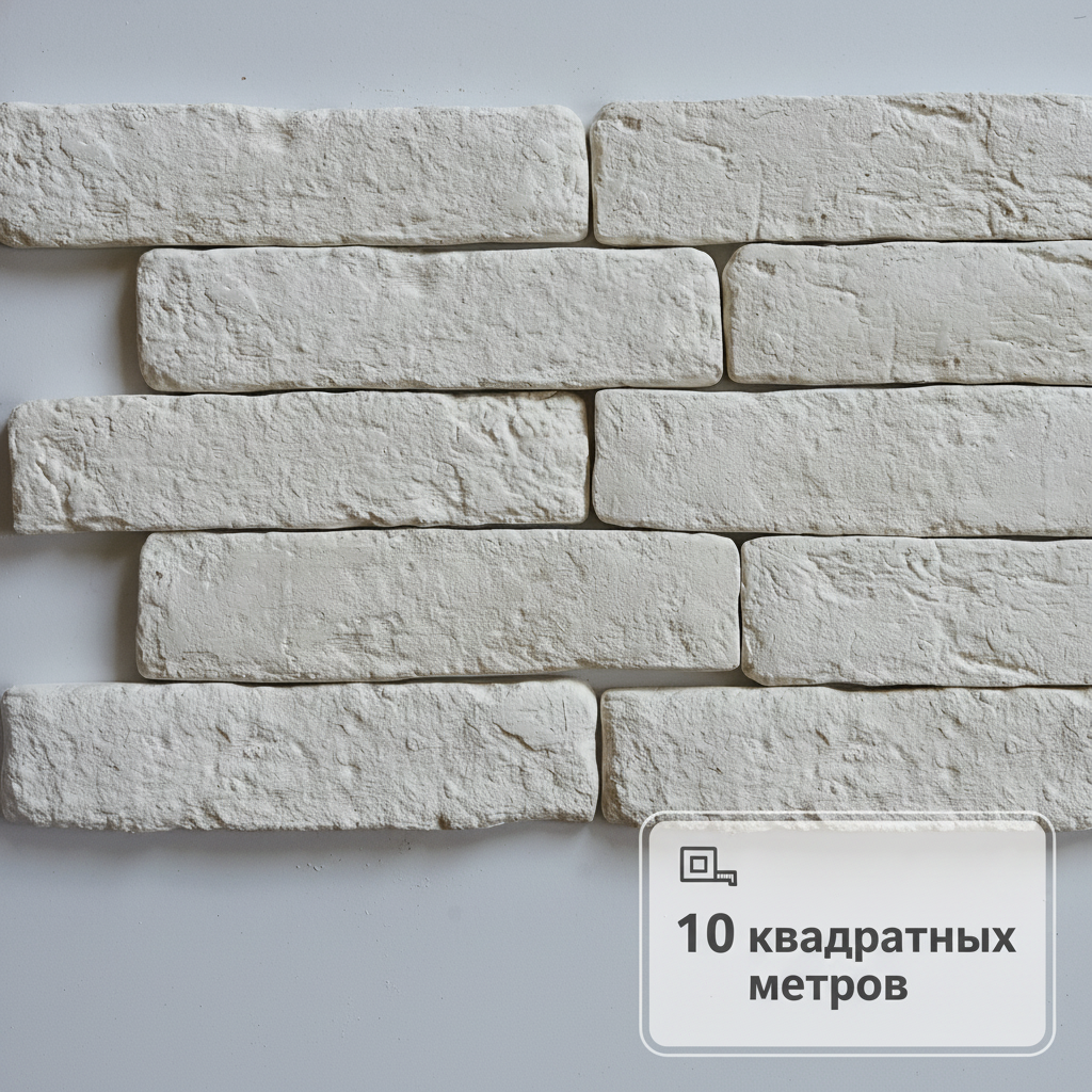 Декоративная плитка "Кирпич романский" белый/под покраску гипсовый 10 квадратных метров